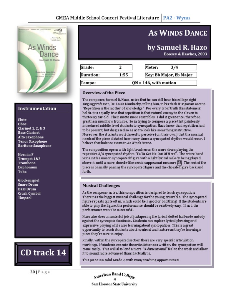 As Winds Dance: An Analysis of Samuel R. Hazo's Pedagogical Composition ...