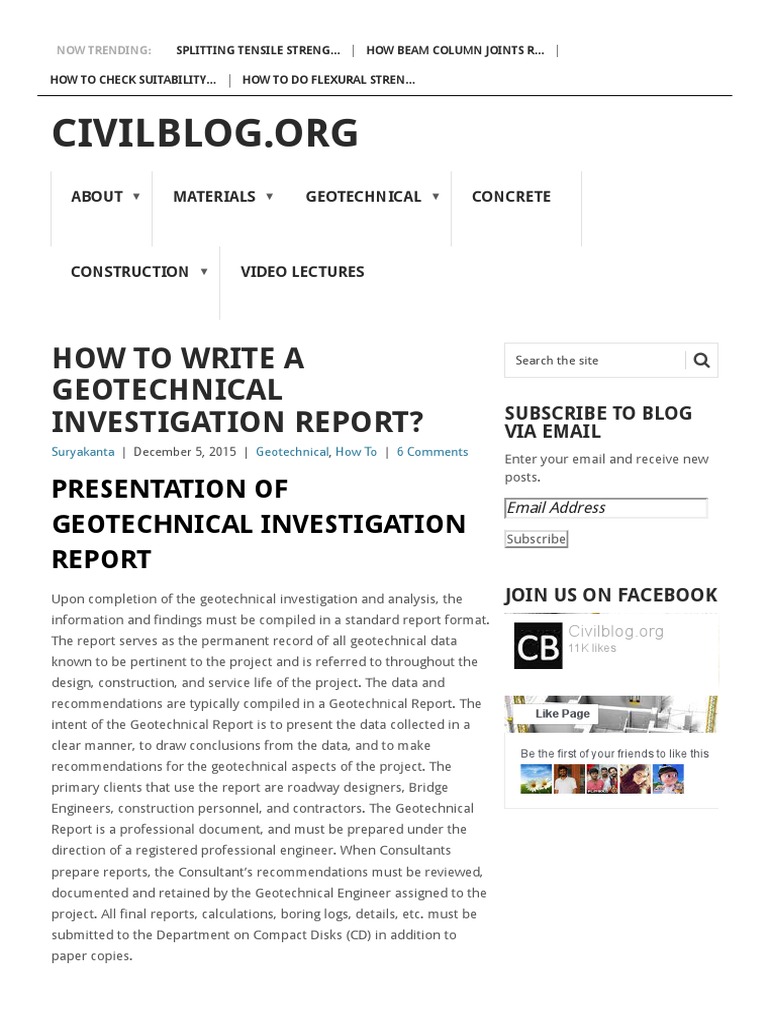 How To Write A Geotechnical Investigation Report - Civilblog | PDF | Deep Foundation ...