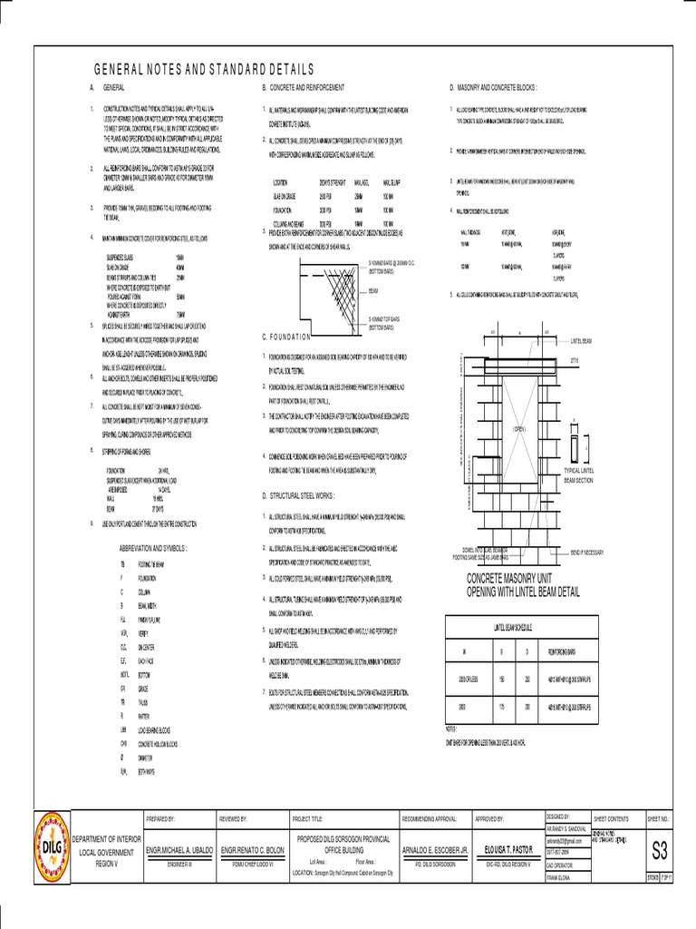 General Notes and Standard Details: A. General Concrete and ...