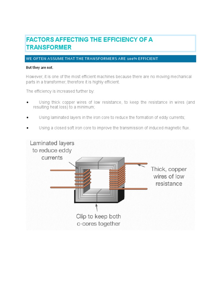 Factors Affecting The Efficiency of A Transformer | PDF