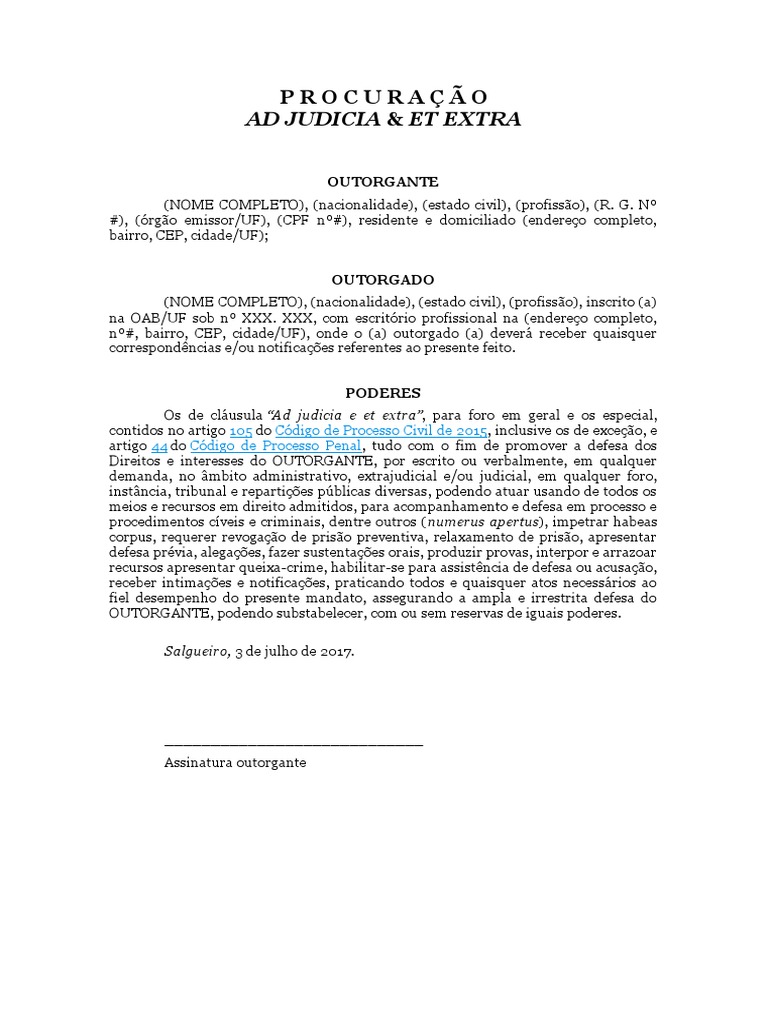 Procuração Ad Judicia Et Extra | PDF