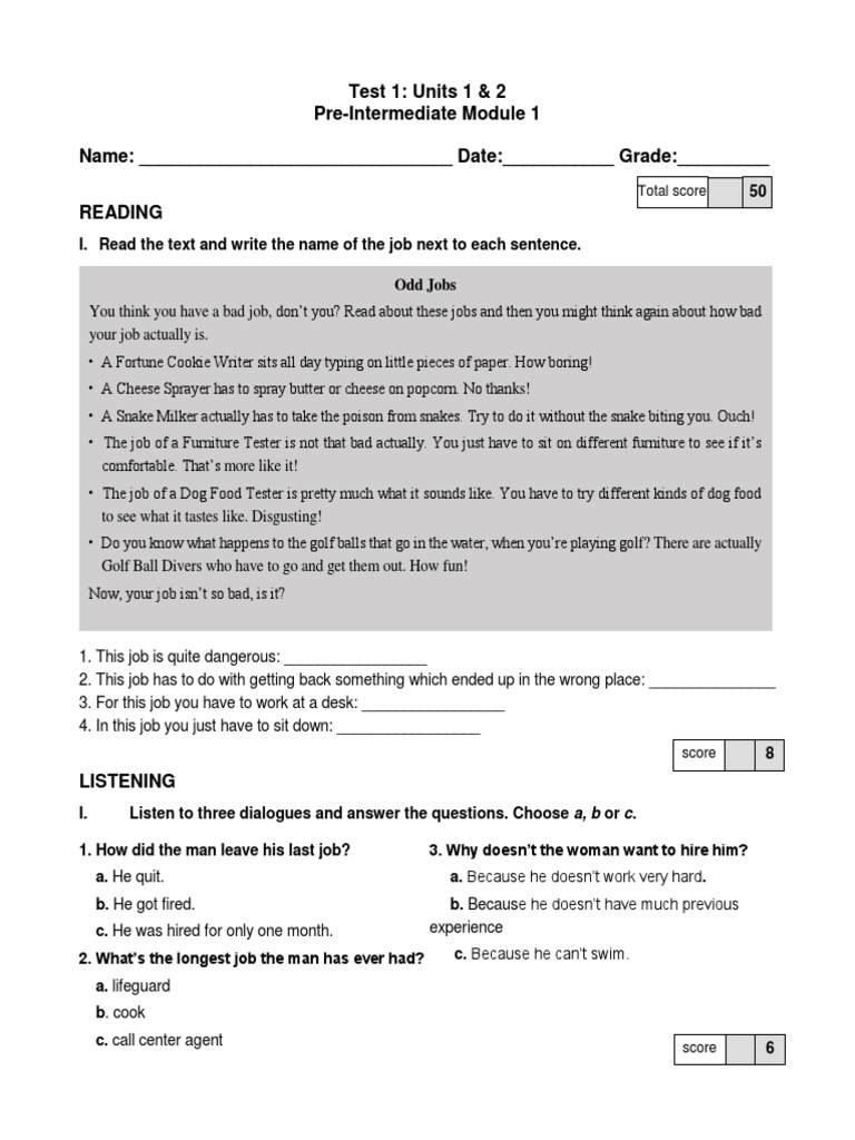 Business English Test 1 | PDF | Languages