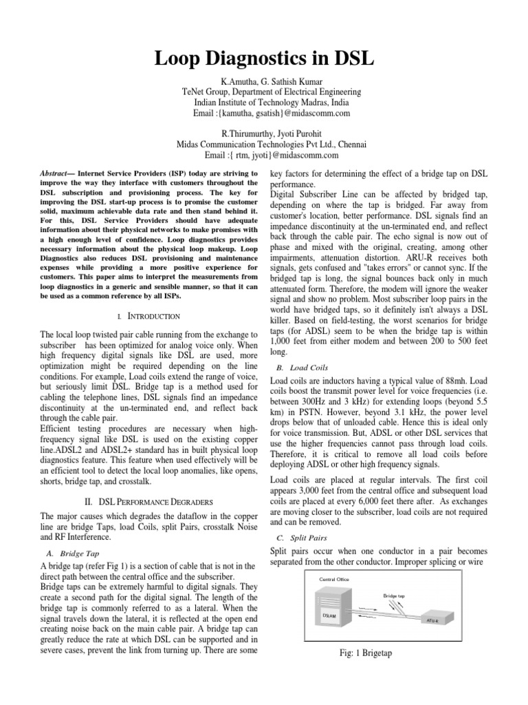 Loop Diagnostics in DSL PDF | PDF | Digital Subscriber Line | Signal To ...