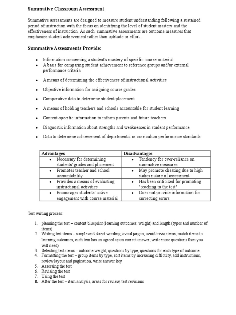 Summative Classroom Assessment | PDF | Educational Assessment | Quality ...