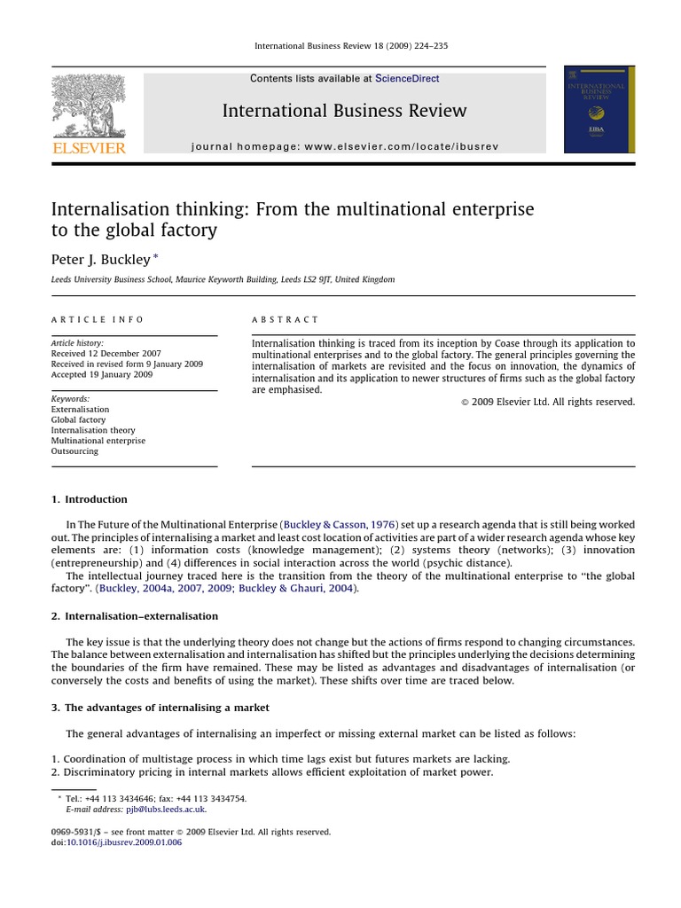 Internalisation Theory & Global Factory | PDF | International Business ...