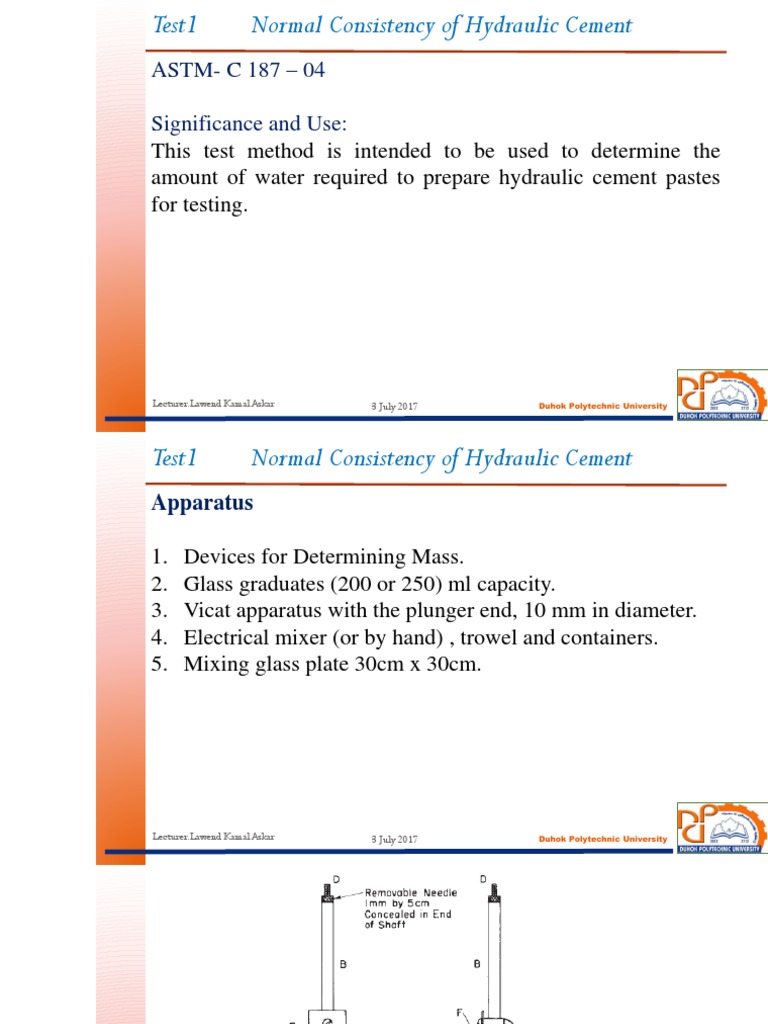Normal Consistency | PDF | Cement | Chemistry
