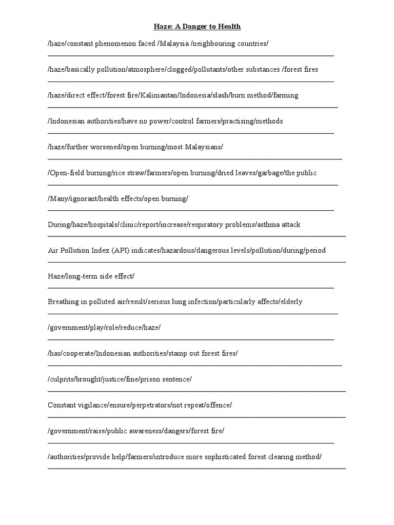 Directed Writing - Article (Haze) | PDF | Wildfire | Air Pollution