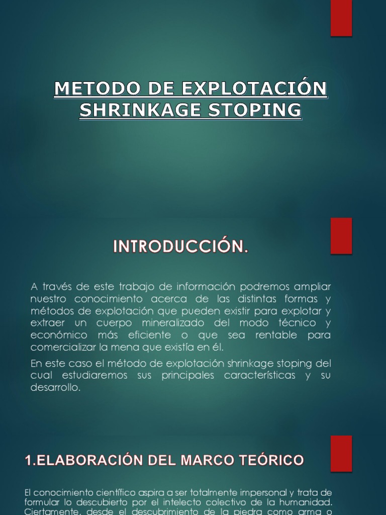 Expo de Subterranea Metodo de Shrinkage Stoping | PDF | Geología ...