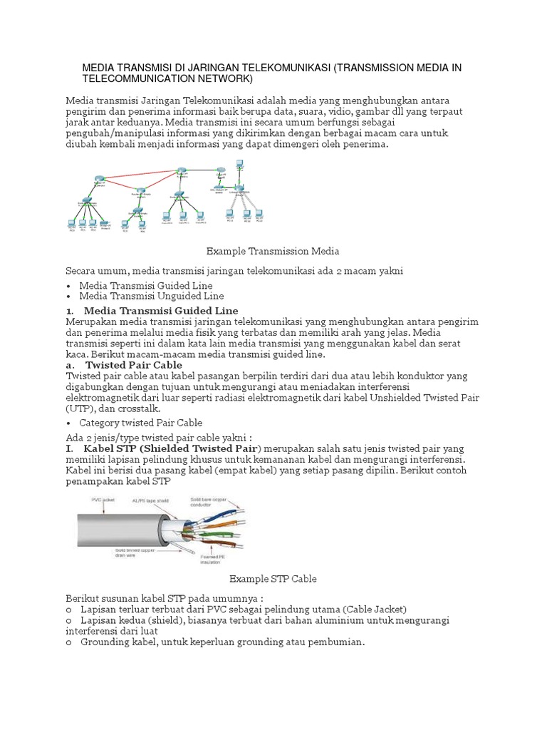 Media Transmisi Di Jaringan Telekomunikasi | PDF