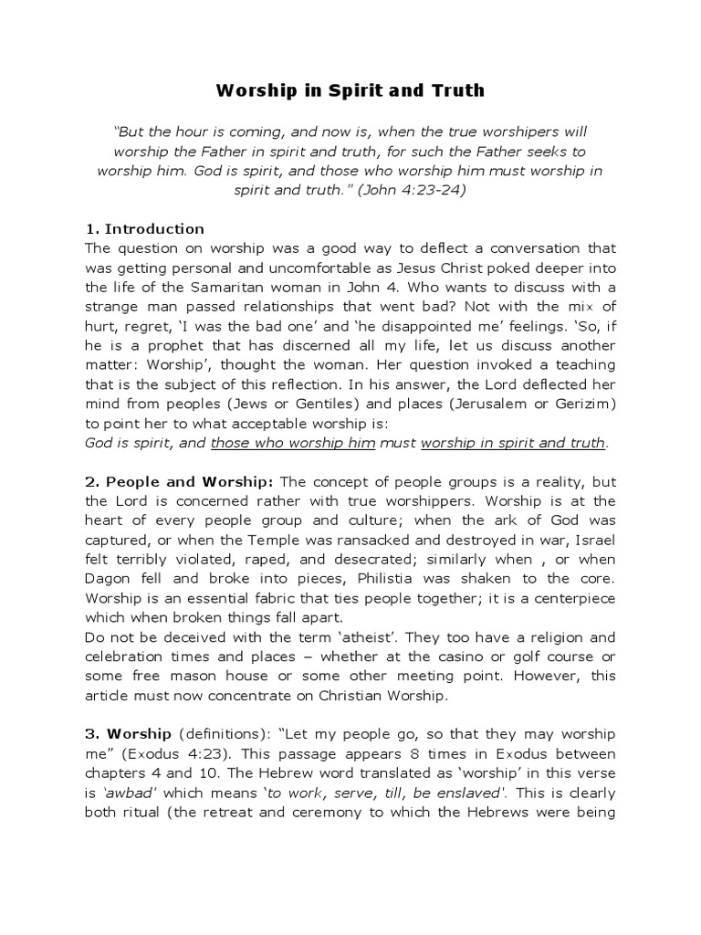 Worshiping God in Spirit and Truth | PDF | Worship | Gospel Of John