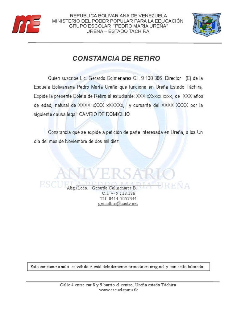 Constancia Retiro | PDF