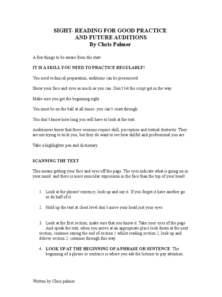 Sight-Reading For Good Practice and Future Auditions by Chris Palmer ...