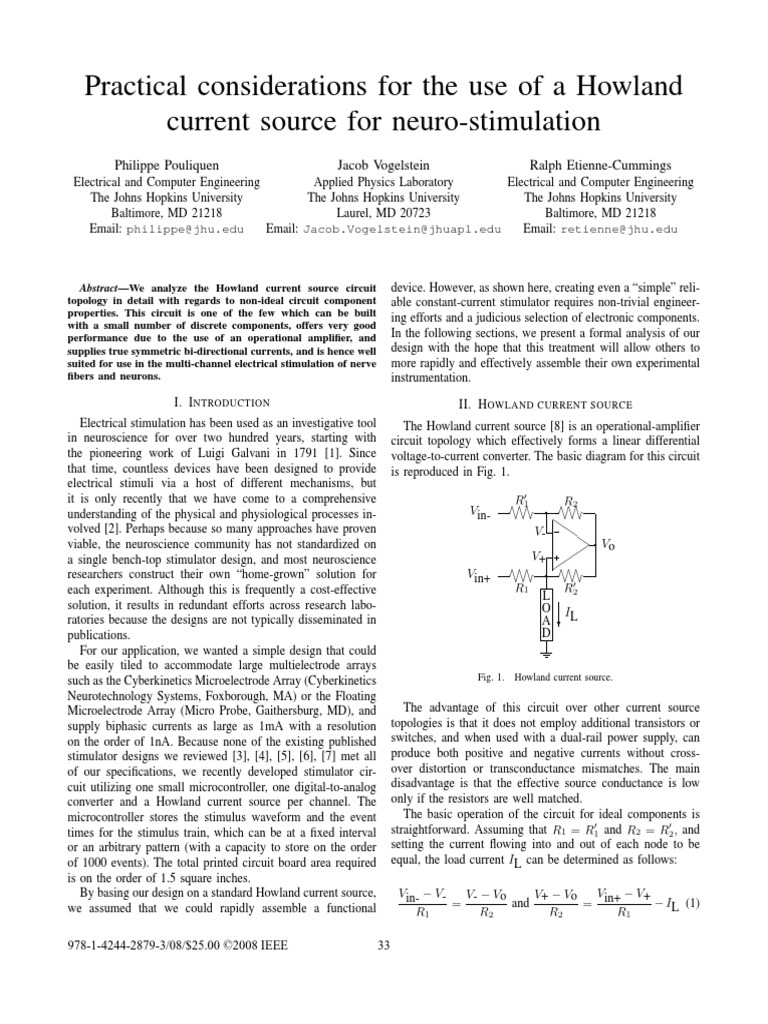 Practical Considerations For The Use of A Howland Current Source | PDF ...