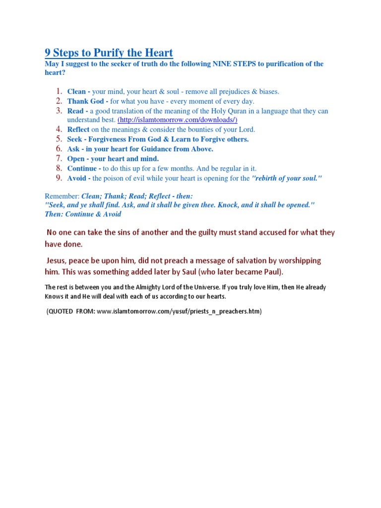 9 Steps To Purify The Heart | PDF