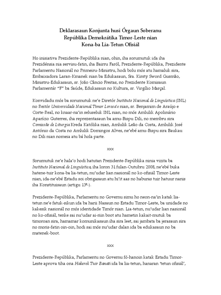 Timor-Leste's Tetun Language Initiative | PDF | Neuropsychological ...