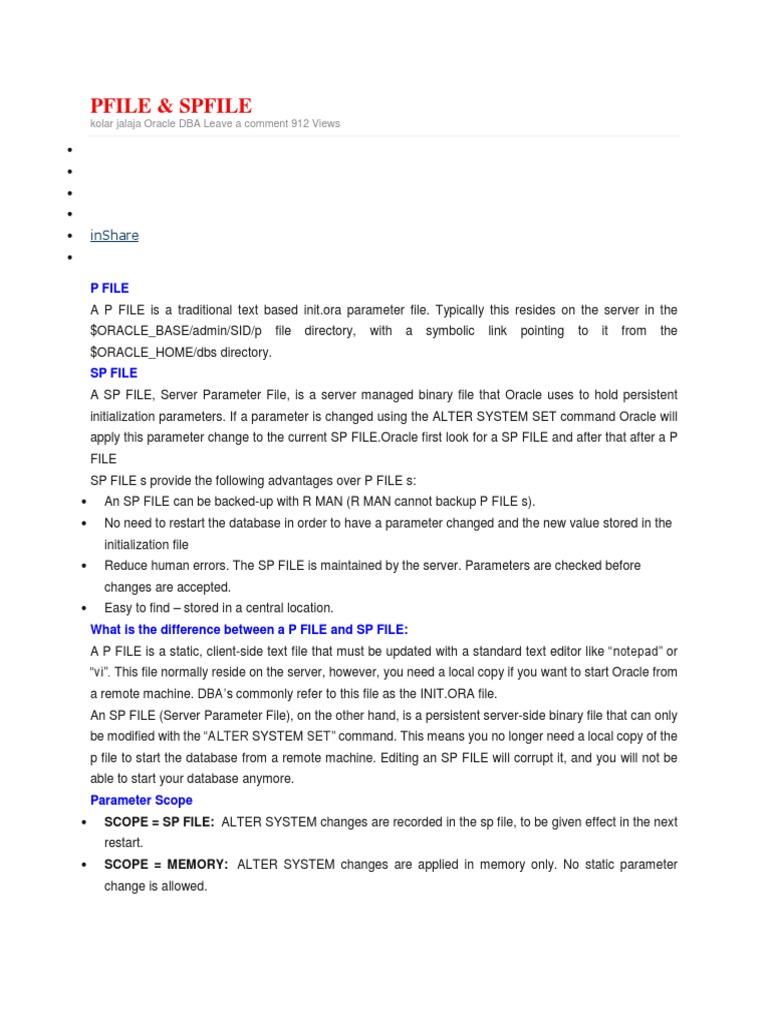 2 Pfile And Spfile Pdf Oracle Database Computer File 9035