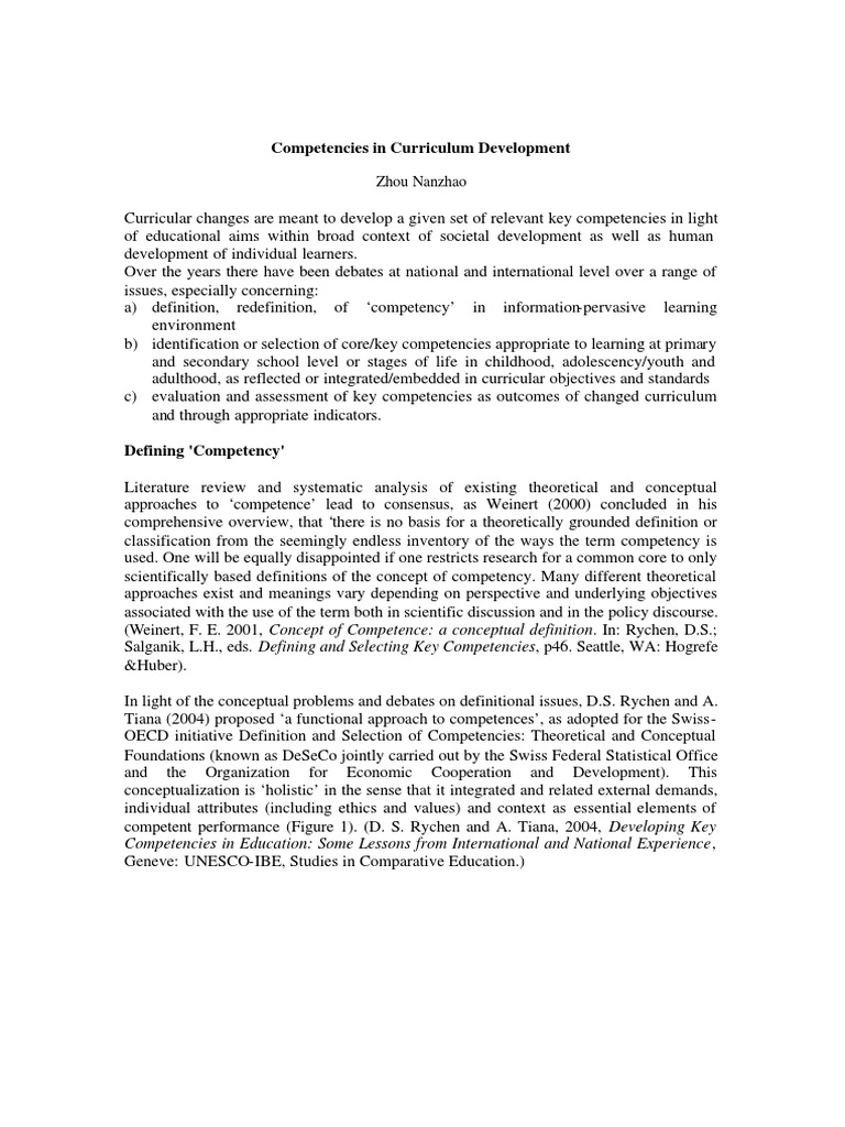 Compet Cur Dev Zhou | PDF | Competence (Human Resources) | Curriculum