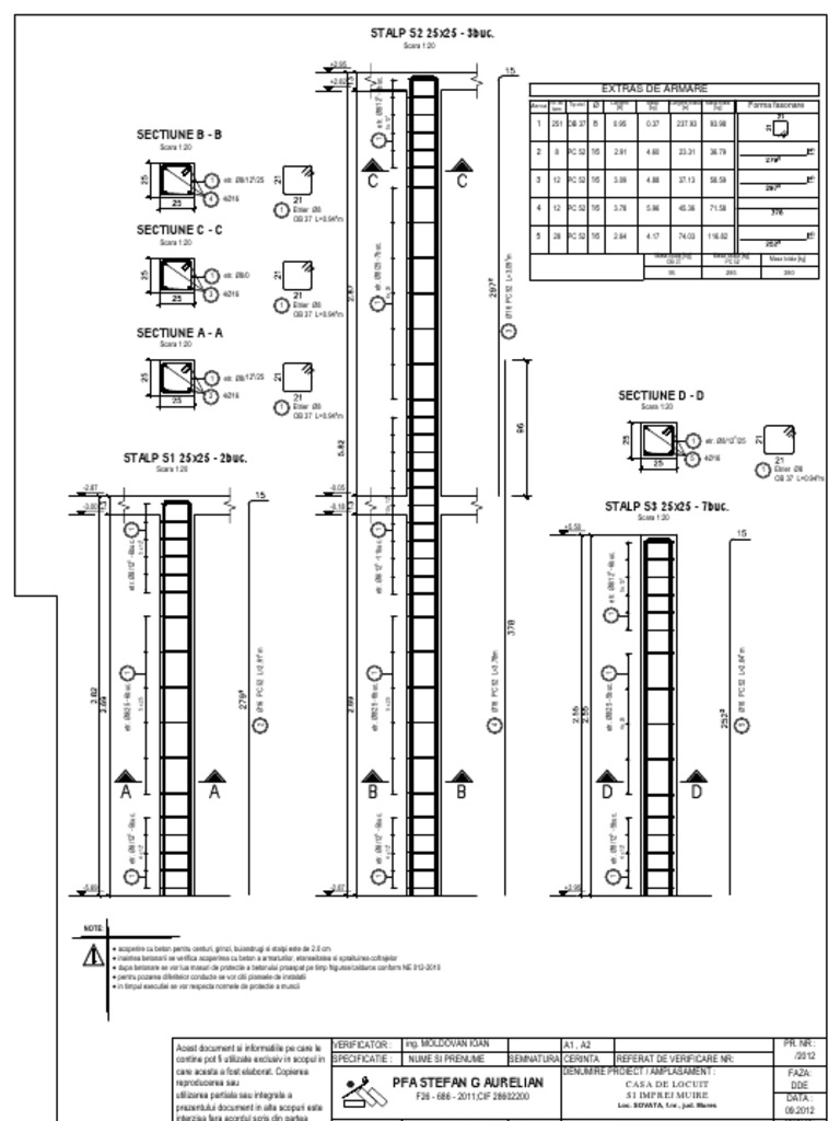 R12-Plan Armare Stalpi - A3 | PDF