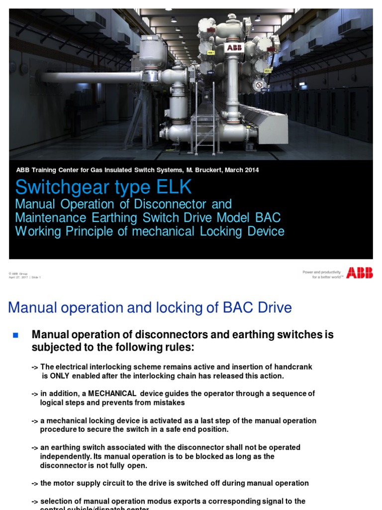 Switchgear ELK Manual Operation BAC | PDF | Switch | Lock (Security Device)