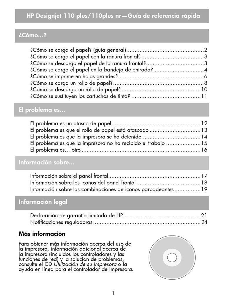 Manual Plotter HP Designjet 110 Plus | PDF | Impresora (Computación ...