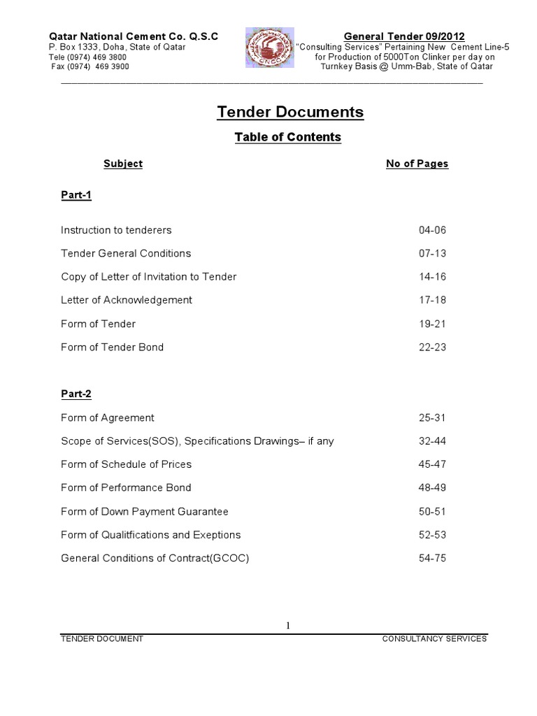 Tender & Contracts 01 | Surety Bond | Qatar