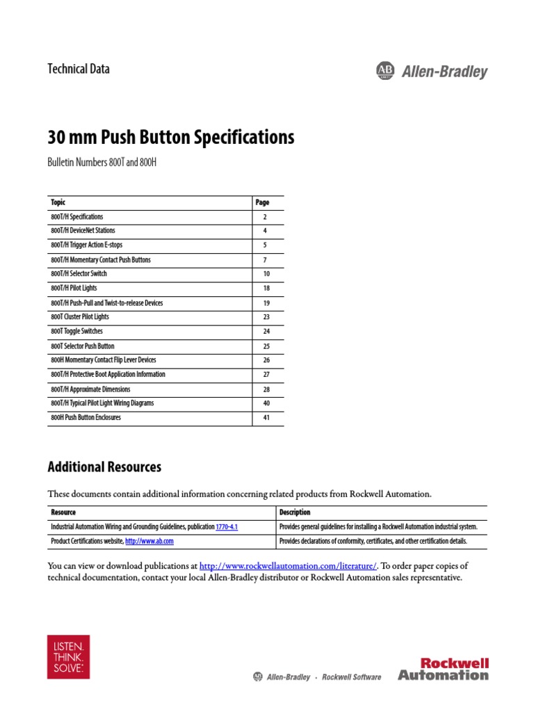 Technical Data 800T & 800H | PDF | Switch | Alternating Current