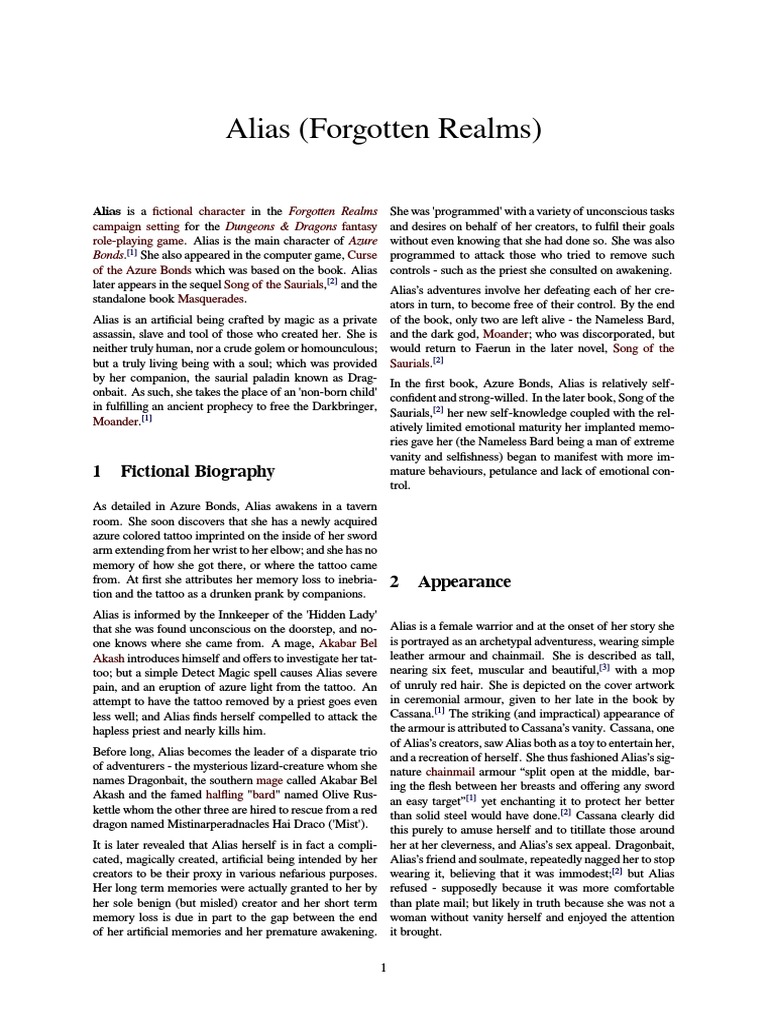 Alias (Forgotten Realms) | PDF | Dungeons & Dragons | Fantasy Role ...