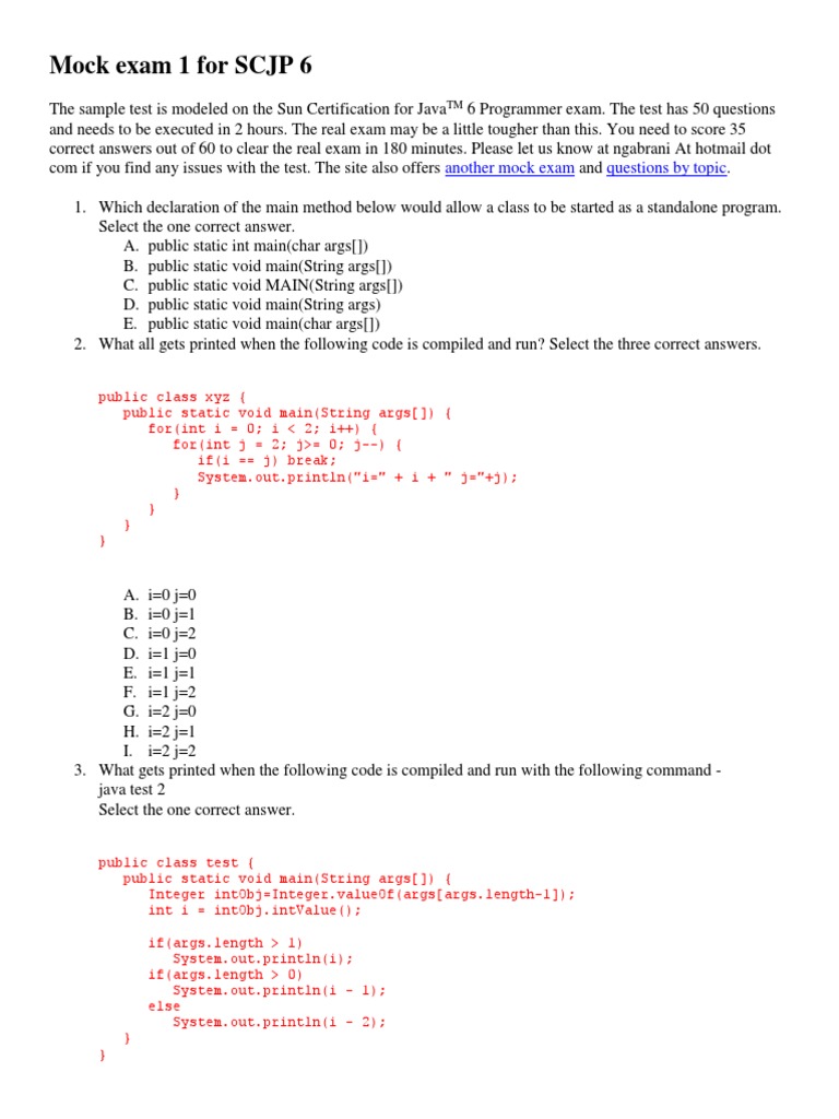 Para Certificacion Java | PDF | C (Programming Language) | Method ...