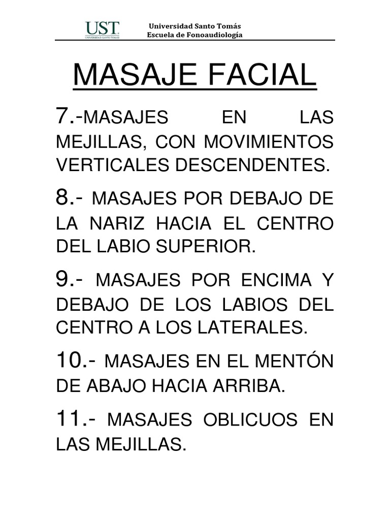 Instrucciones de Masajes Facial | PDF