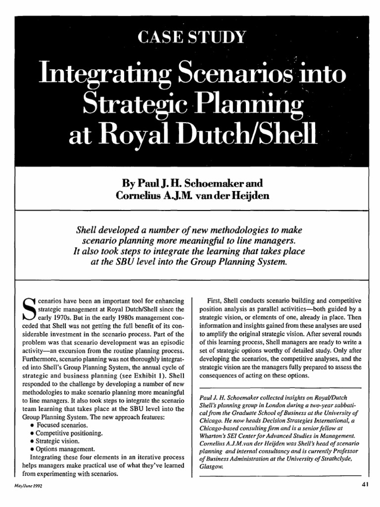 Integrating Scenario Planning - Royal Dutch Shell | PDF | Scenario ...