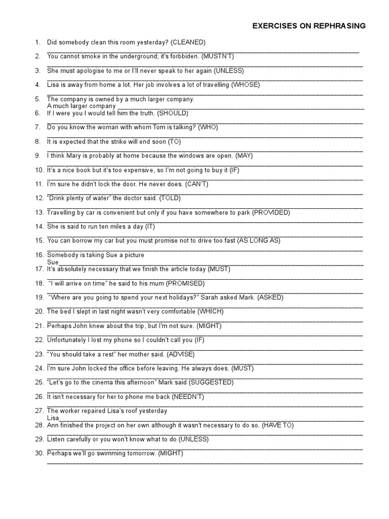Rephrasing Exercises: Modals & Conditionals | PDF
