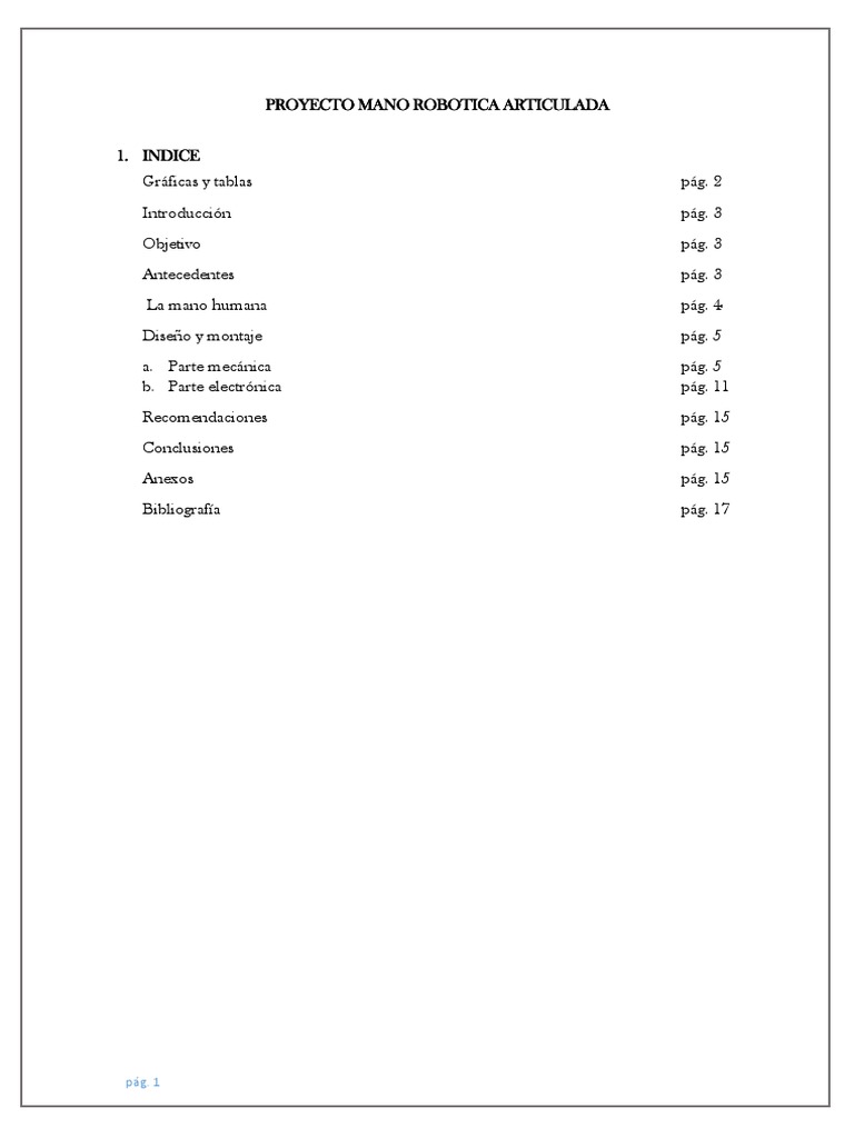 Diseño de Mano Robótica Articulada | PDF | Mano | Arduino