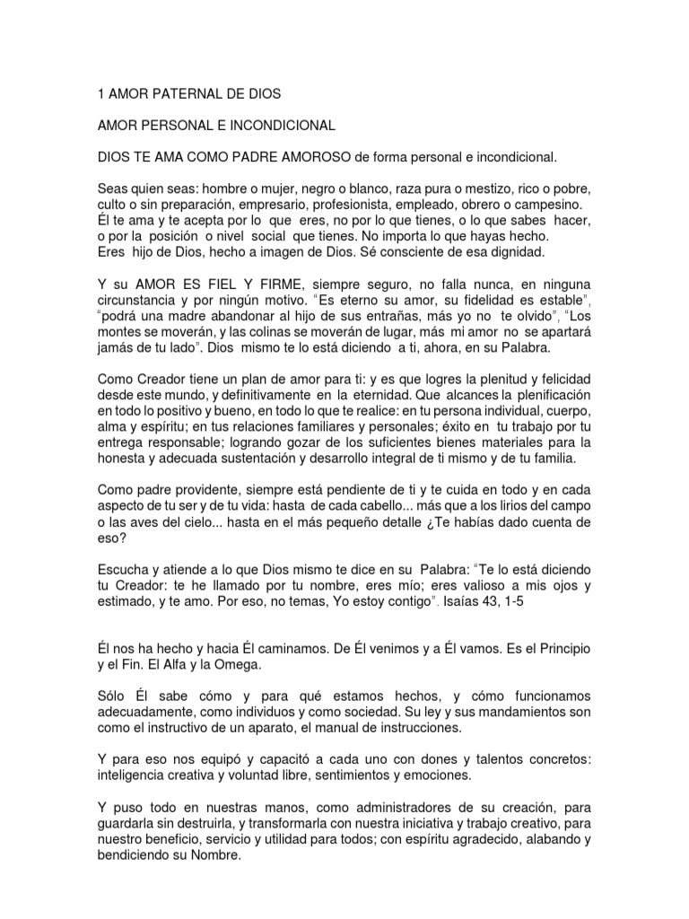 Amor Paternal de Dios: Incondicional y Personal | PDF | Felicidad | Amor