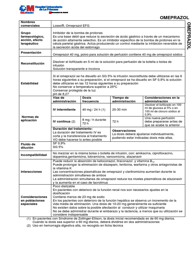 Parenteral Omeprazol | PDF | Medicamentos con receta | Drogas