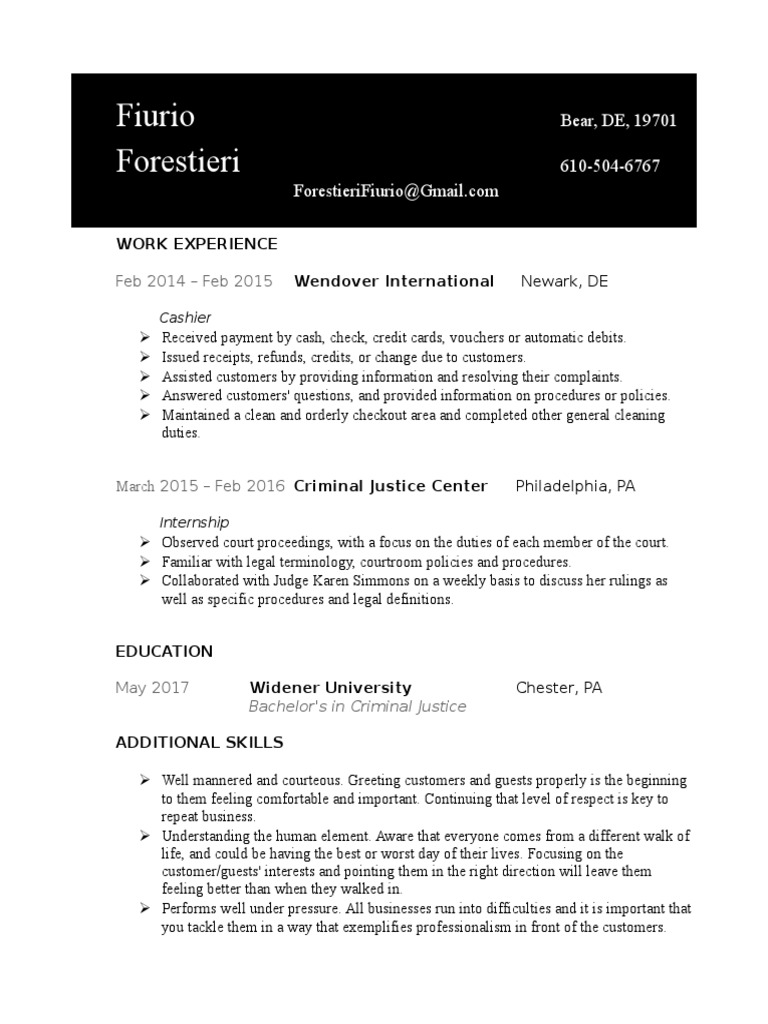 Resume For Fiurio Forestieri | PDF