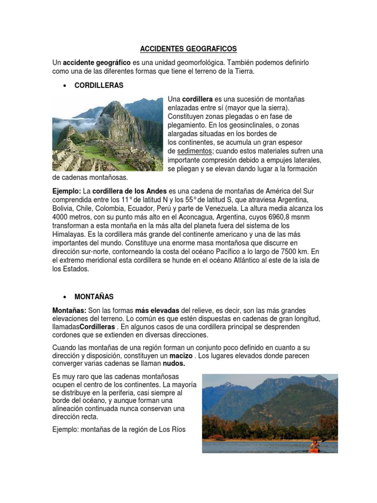 Principales Accidentes Geograficos De La Region Andina – MUCMV