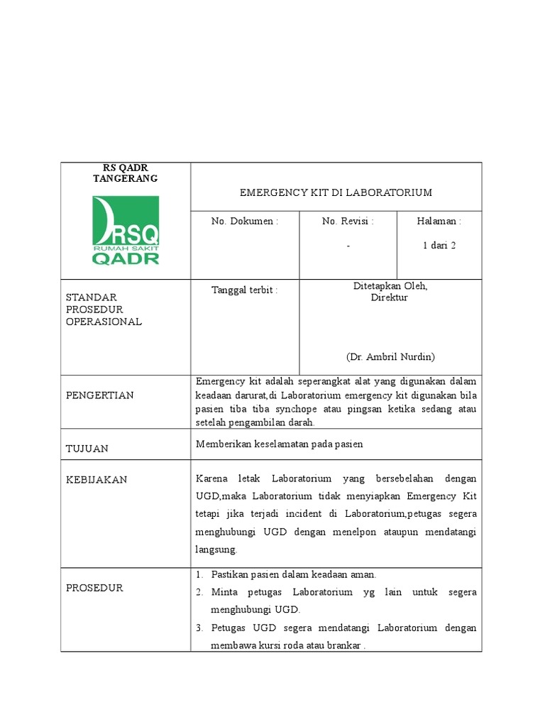 Emergency Kit Lab | PDF