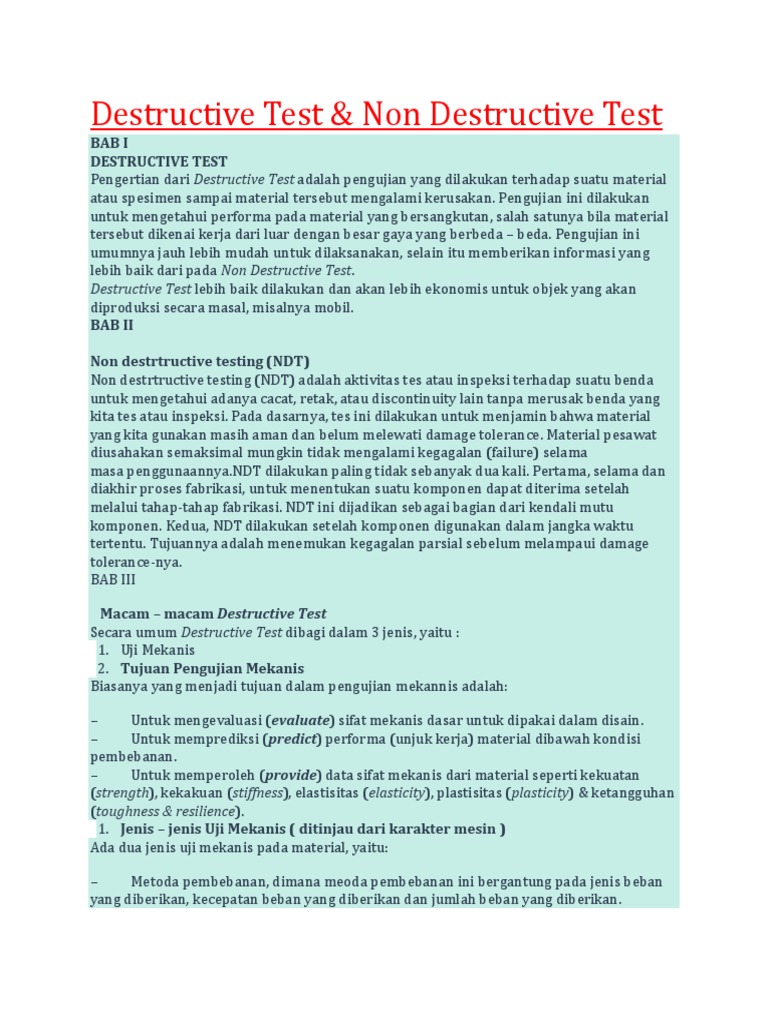 Destructive Test Material | PDF