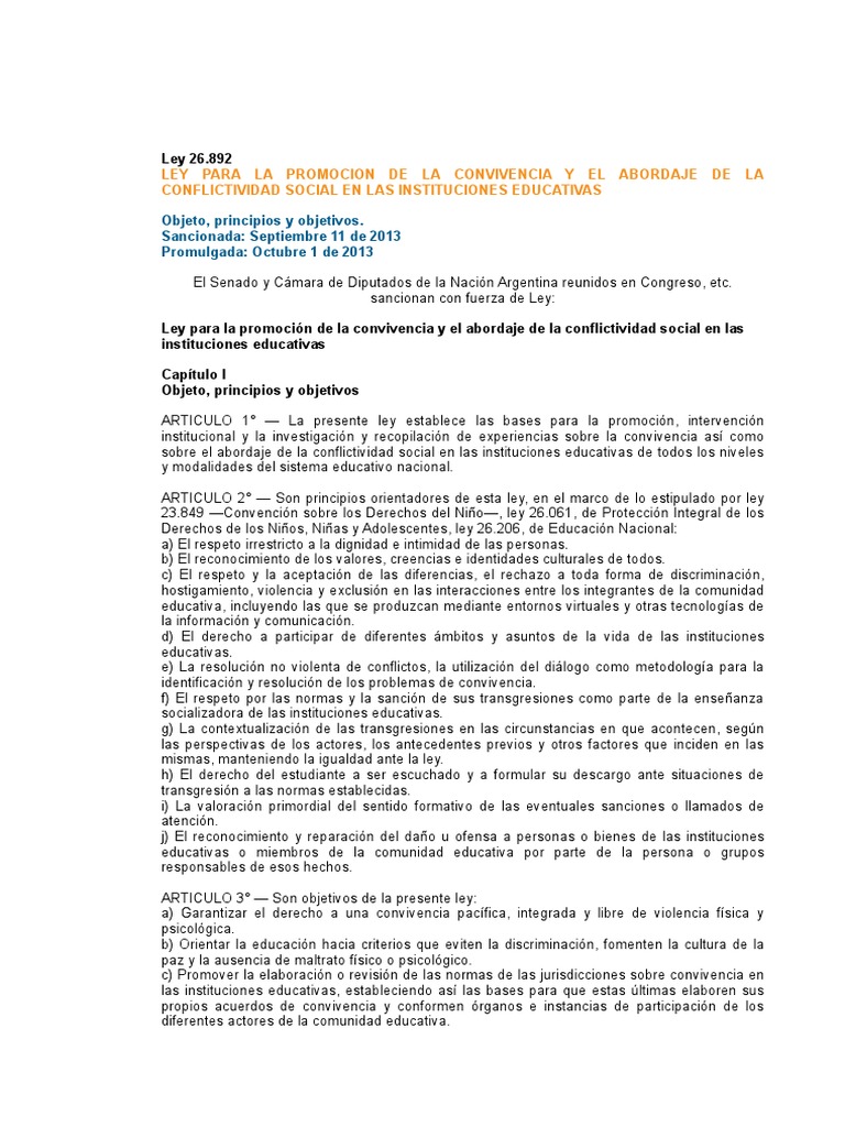 Ley 26.892 | PDF | Institución | Violencia