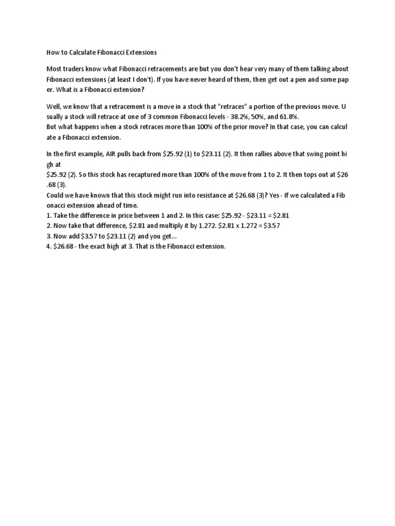 Fibonacci Extension Calculation | PDF