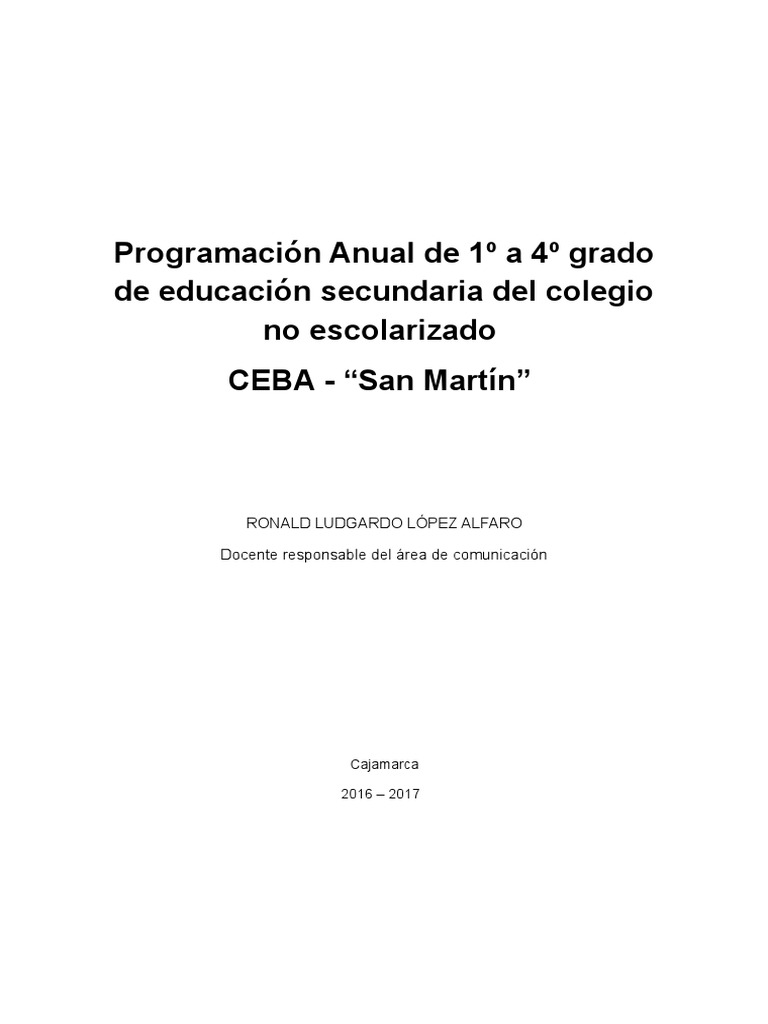 Programación - CEBA Ter | PDF | Prueba (evaluación) | Educación Secundaria Programación - CEBA Ter | PDF | Prueba (evaluación) | Educación Secundaria