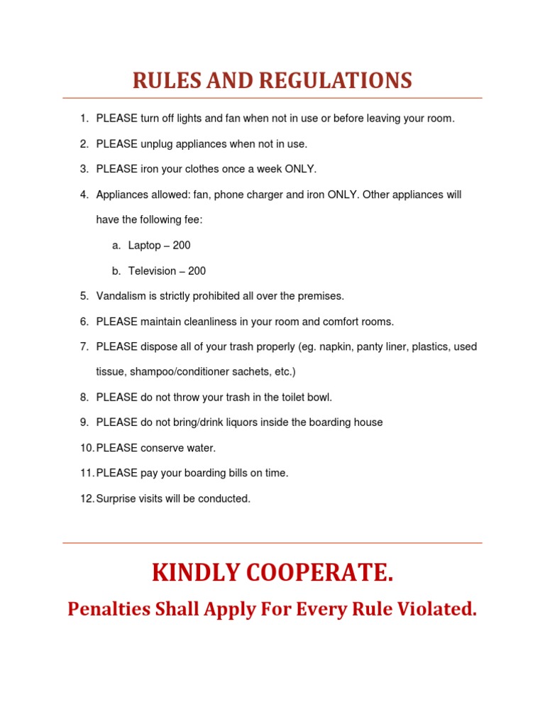 Rules and Regulations | PDF