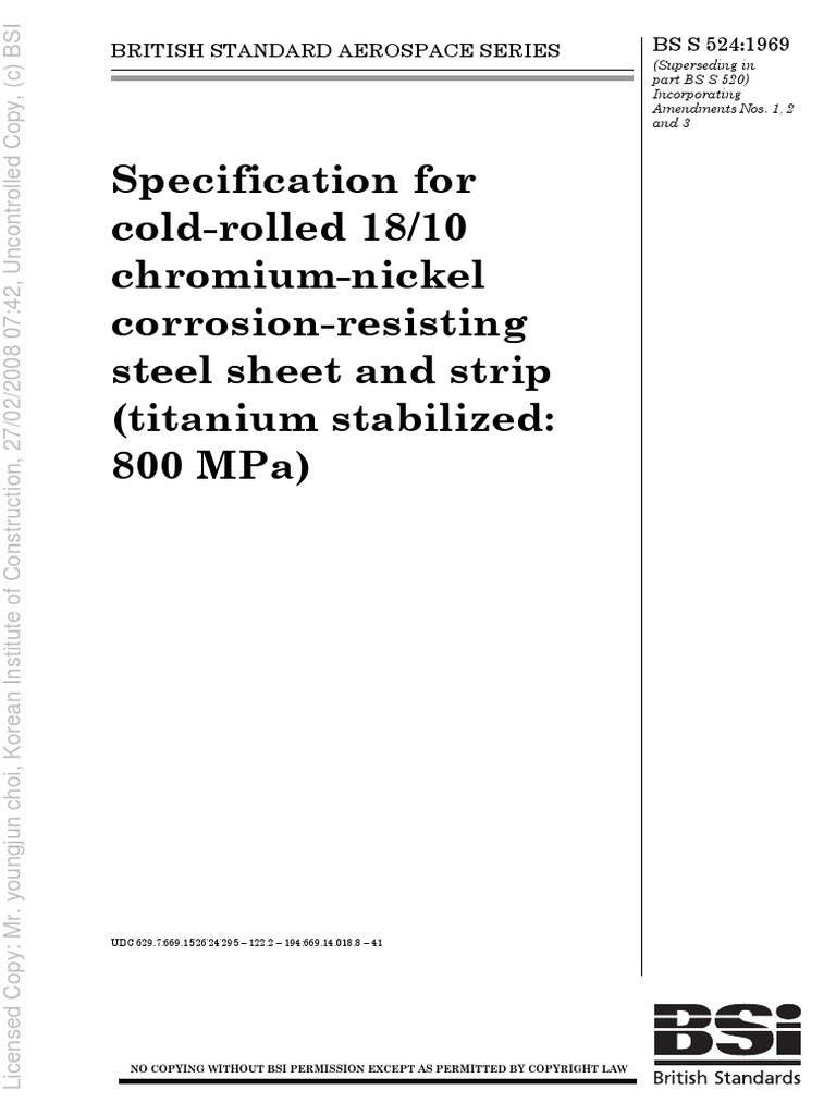 BS S 524 (1969) | PDF | Standardization | Welding