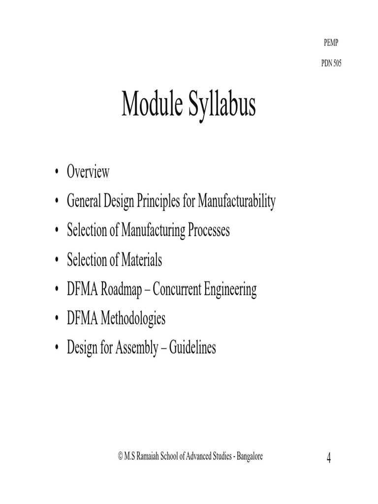 Module Syllabus: M.S Ramaiah School of Advanced Studies - Bangalore ...