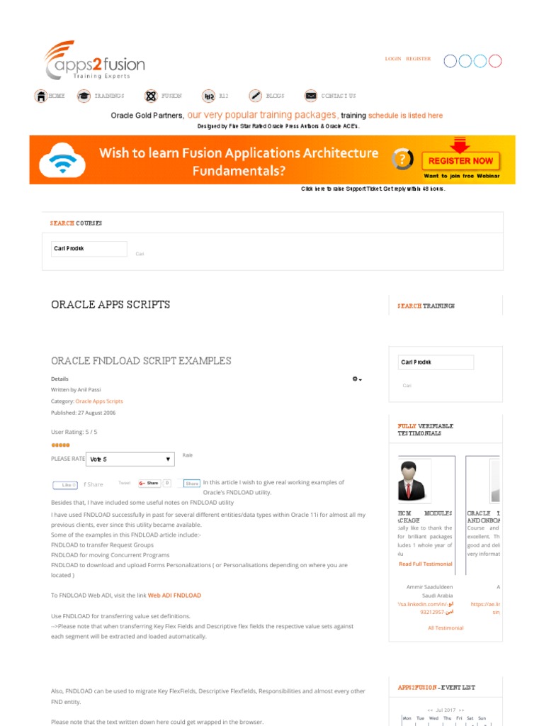 Oracle FNDLOAD Script Examples | PDF | Menu | Oracle Corporation