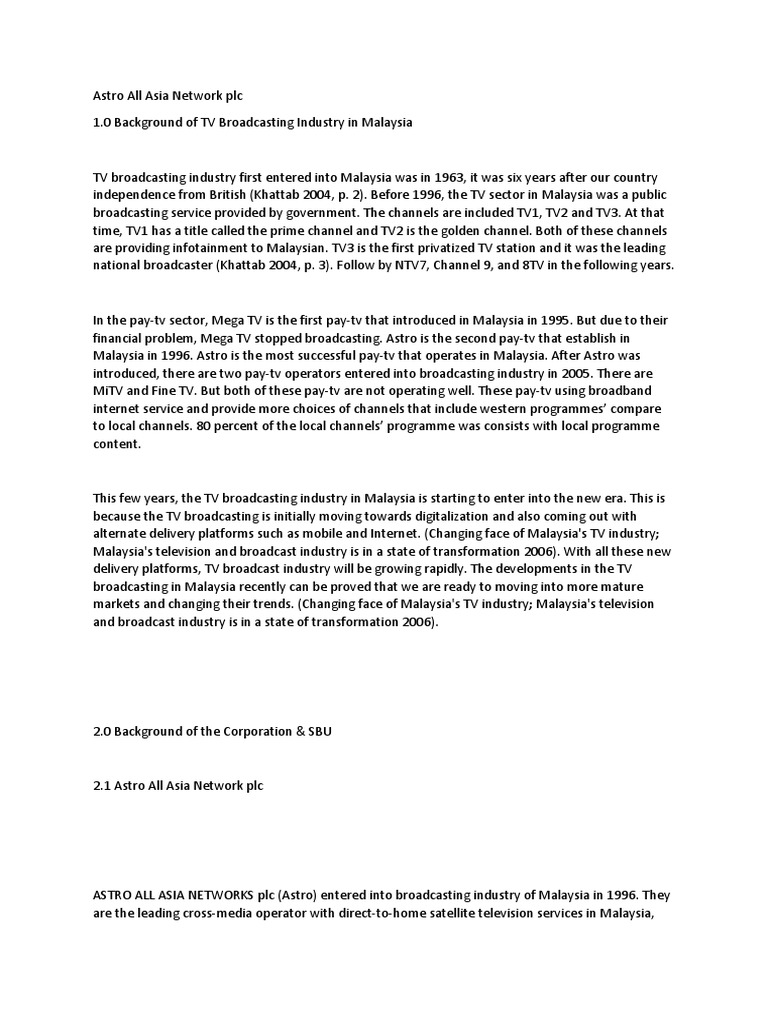 Astro All Asia Network PLC | PDF | Subscription Business Model | Television