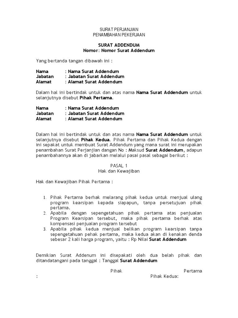 Surat Perjanjian Addendum | PDF