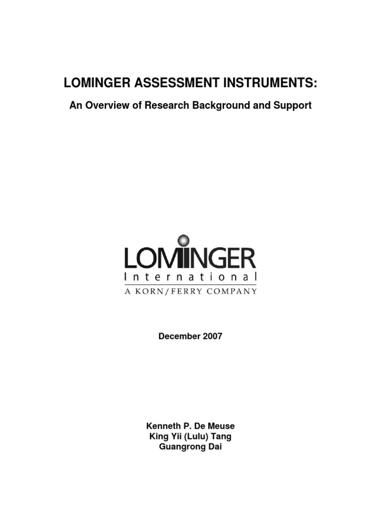 Lominger Assessment Instruments | PDF | Competence (Human Resources ...