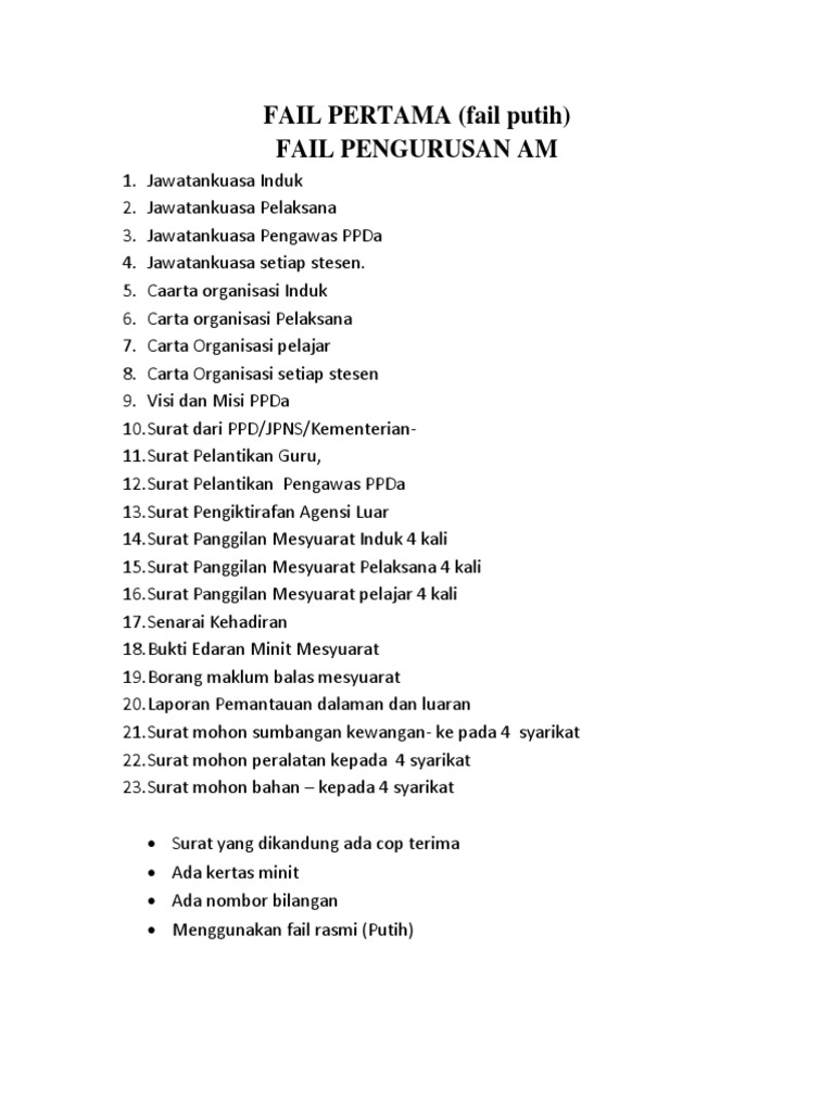Isi Kandungan Fail Pengurusan Am | PDF