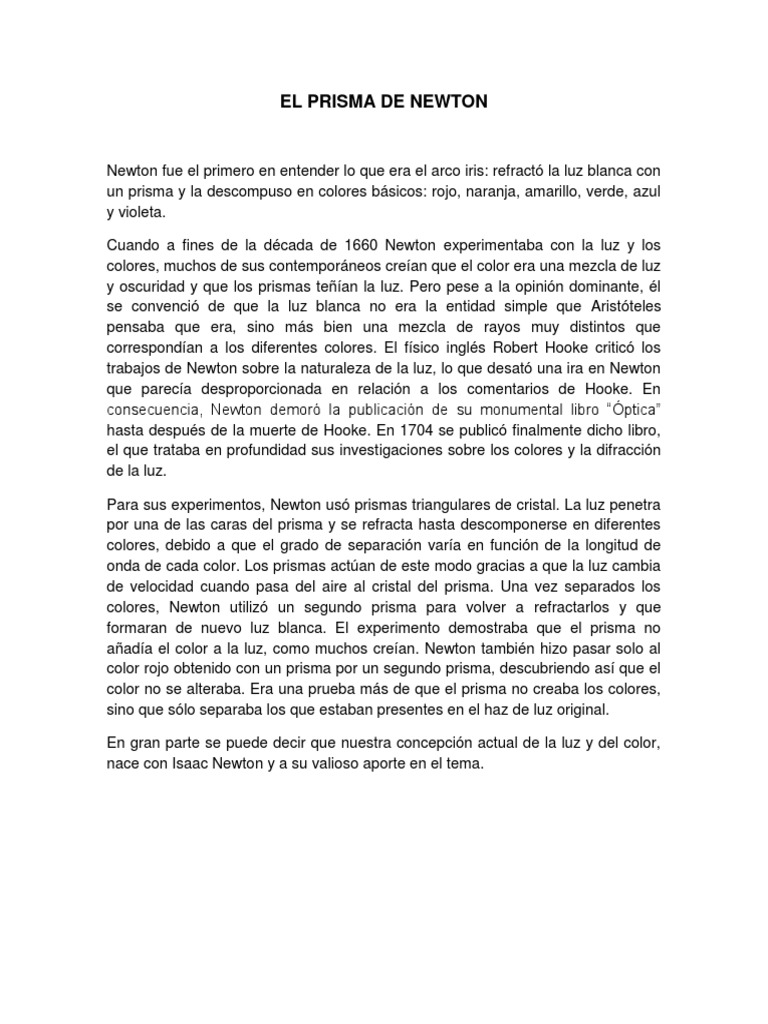 El Prisma de Newton | PDF | Color | Isaac Newton